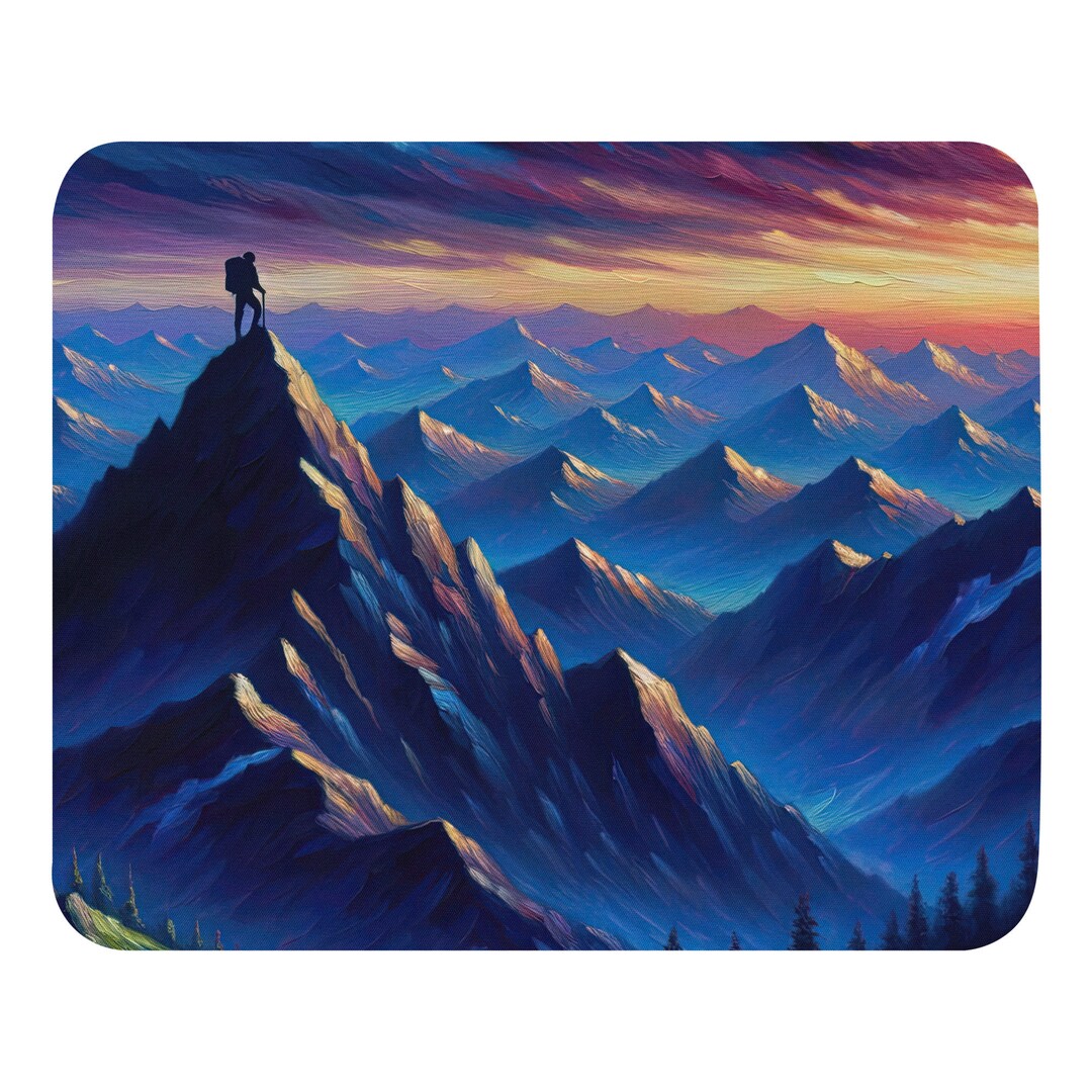 Oil Painting of the Majestic Alps During a Serene Evening. A Silhouette ...