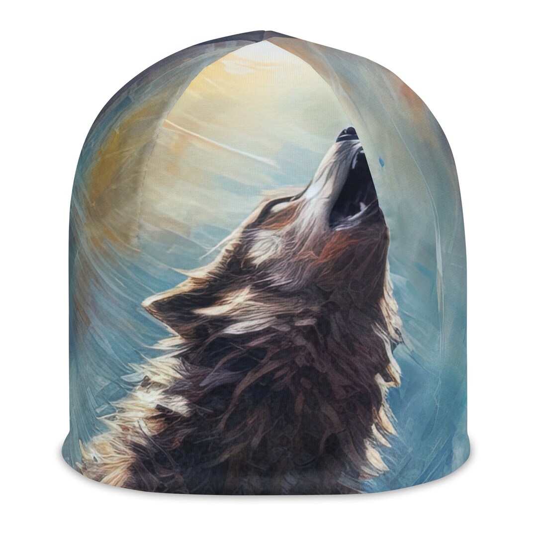 Howling Wolf Abstract Art Mountain Hill Cliff & Moon - Etsy