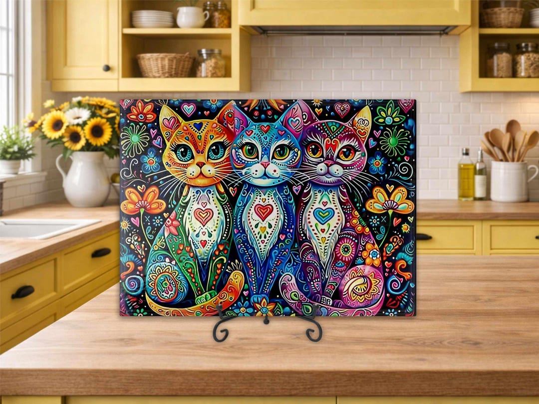 Cats Kitchen Glass Cutting Board - Tempered Glass Chopping Board ...