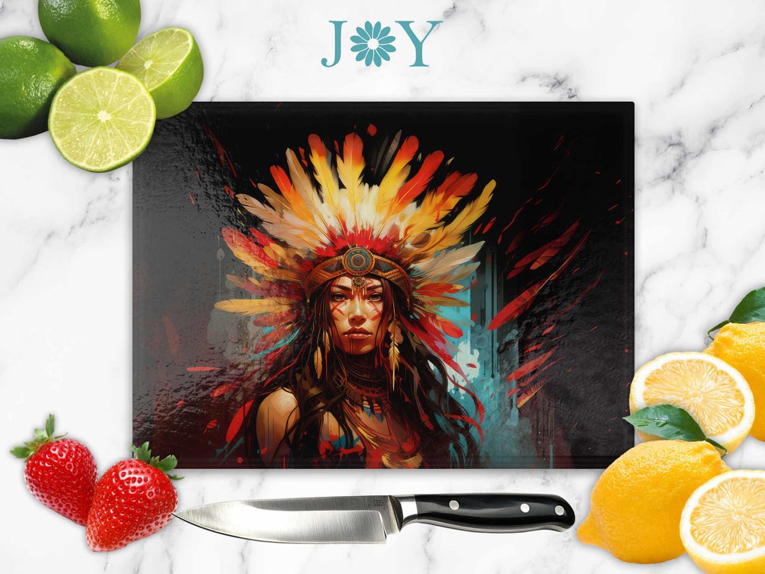 Native American Kitchen Glass Cutting Board Home Decor Tempered Glass ...