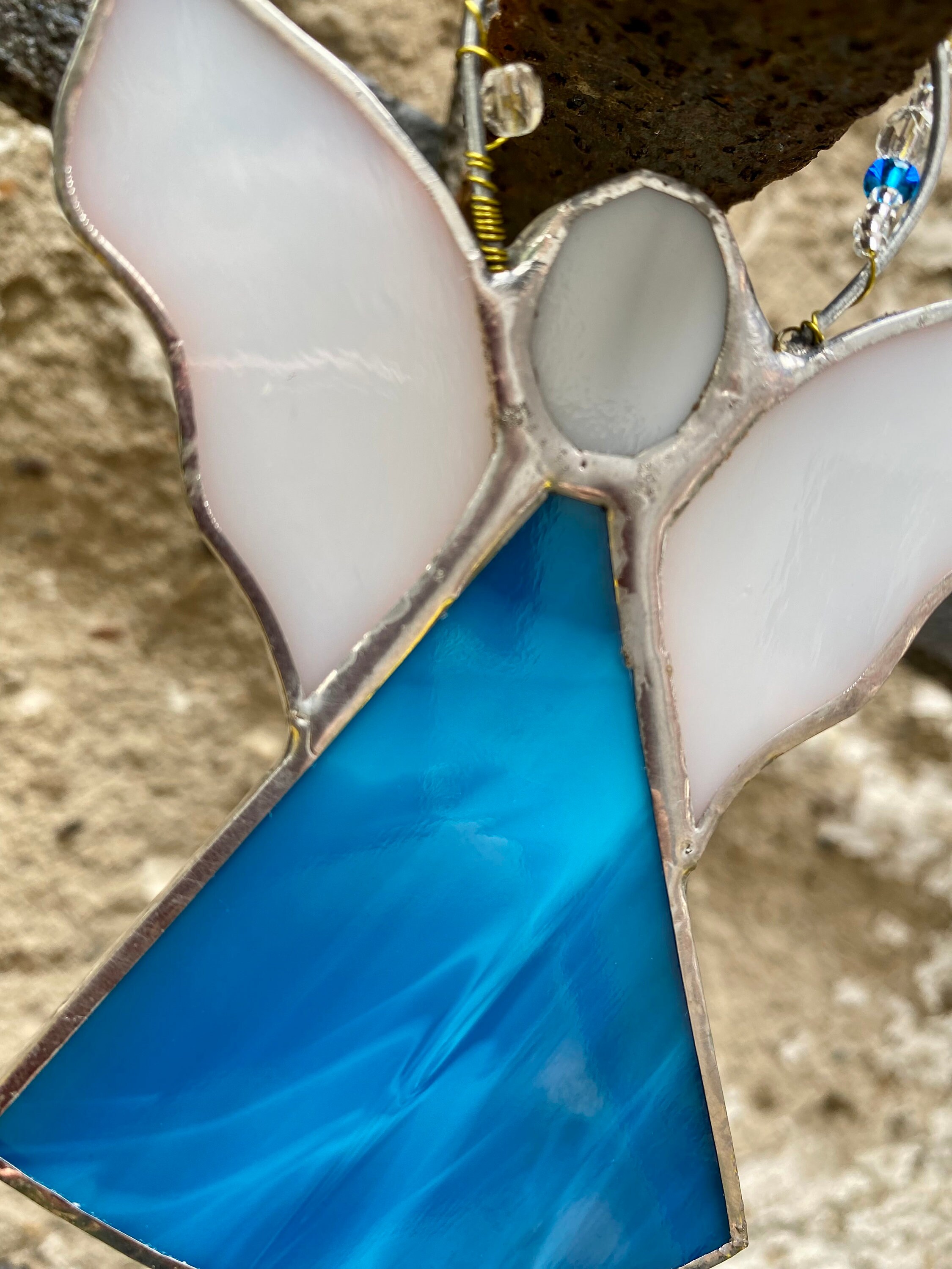 Blue Angel Stained Glass Handmade Decoration - Etsy