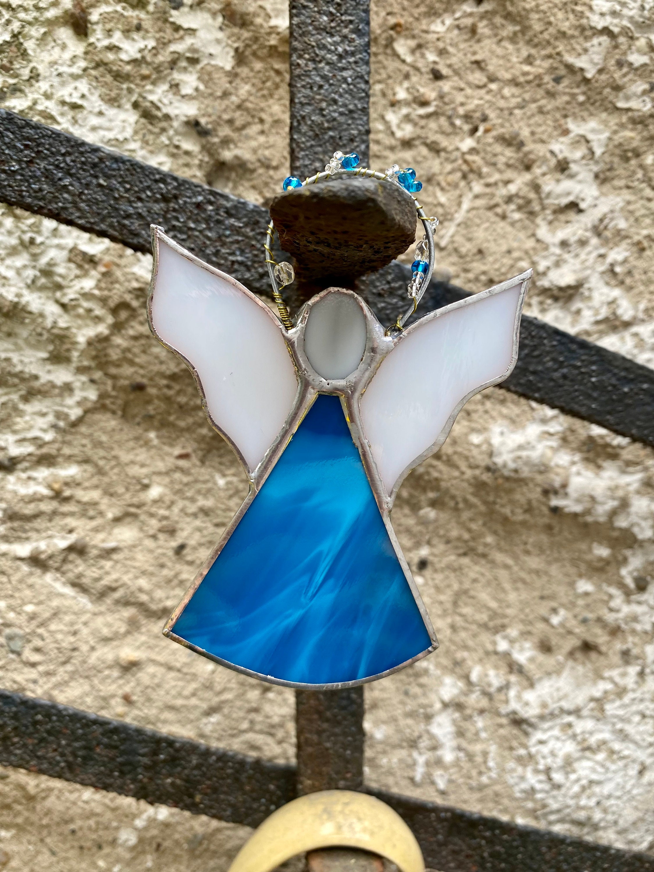 Blue Angel Stained Glass Handmade Decoration - Etsy
