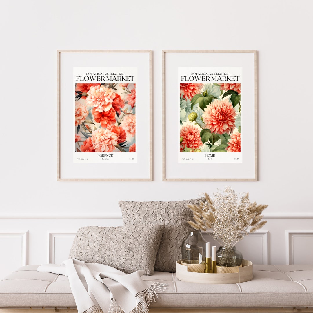 Digital Printable Flower Market Botanical Wall Art Set of 3, Italy ...