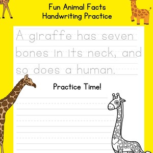 Printable Handwriting Practice Sheets | Fun Animal Facts | Kids ...