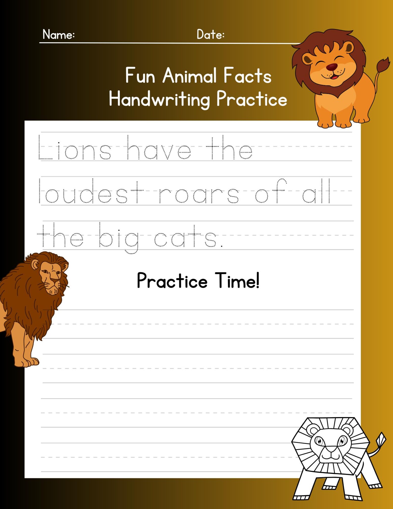 Printable Handwriting Practice Sheets | Fun Animal Facts | Kids ...
