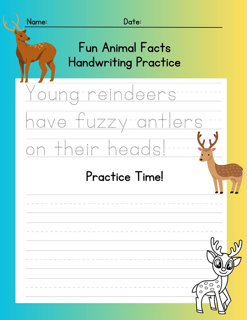 Printable Handwriting Practice Sheets | Fun Animal Facts | Kids ...