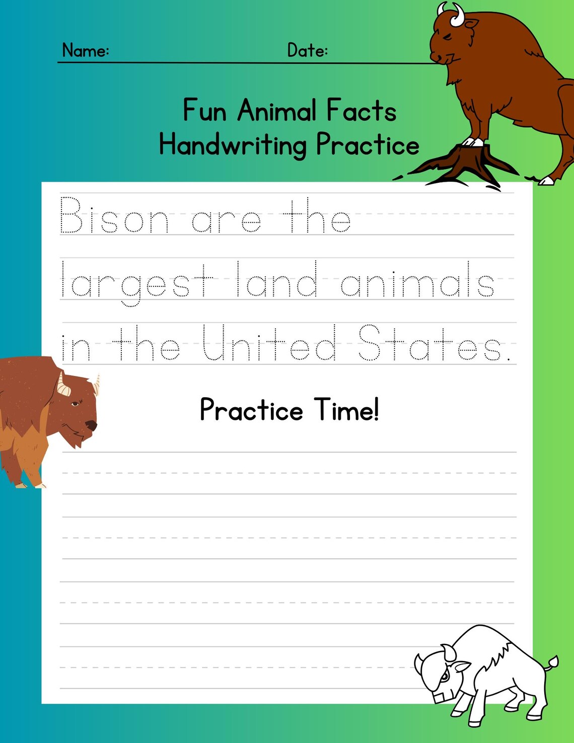 Printable Handwriting Practice Sheets | Fun Animal Facts | Kids ...