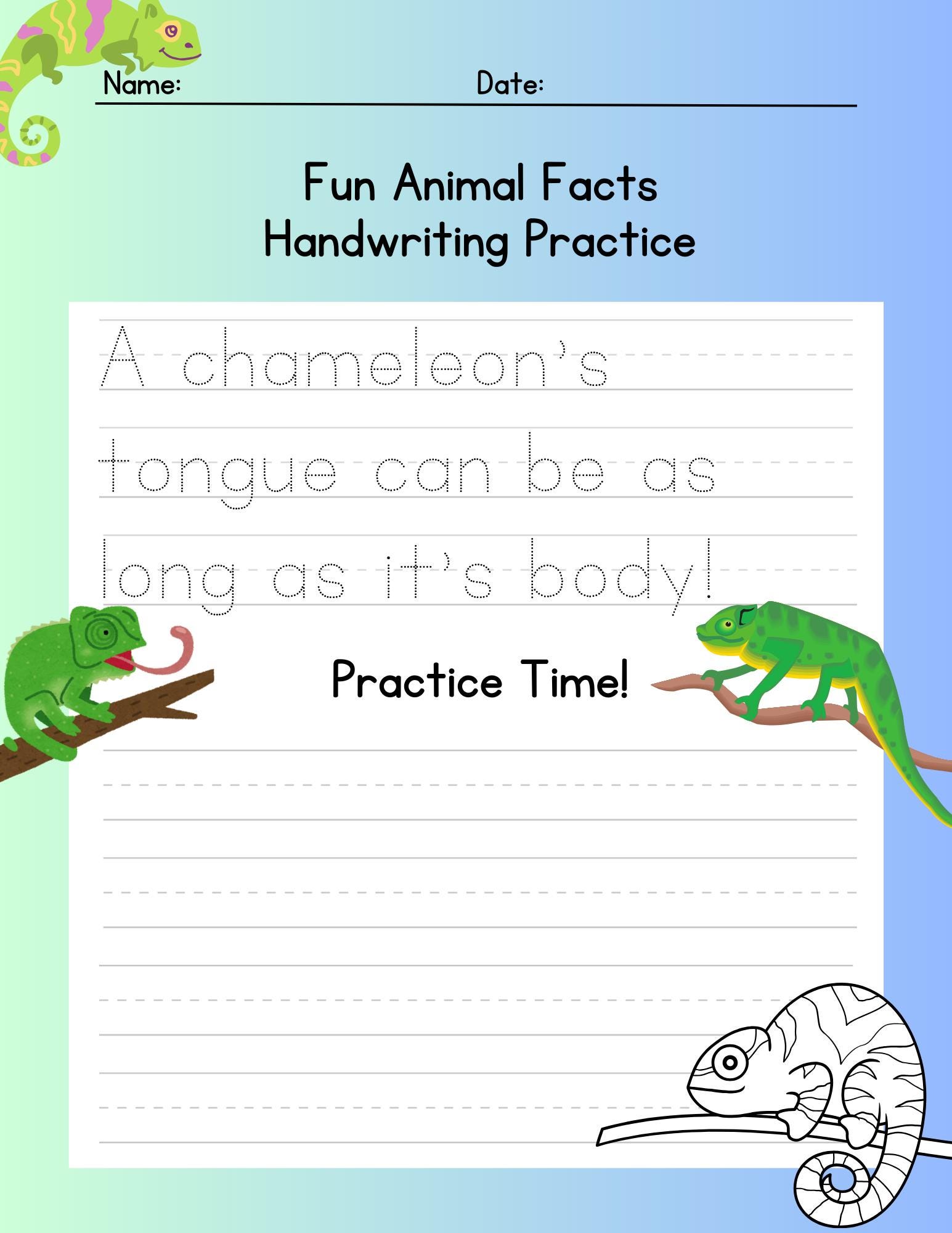 Printable Handwriting Practice Sheets | Fun Animal Facts | Kids ...
