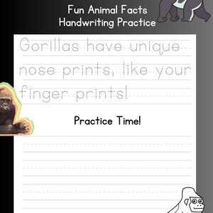 Printable Handwriting Practice Sheets | Fun Animal Facts | Kids ...