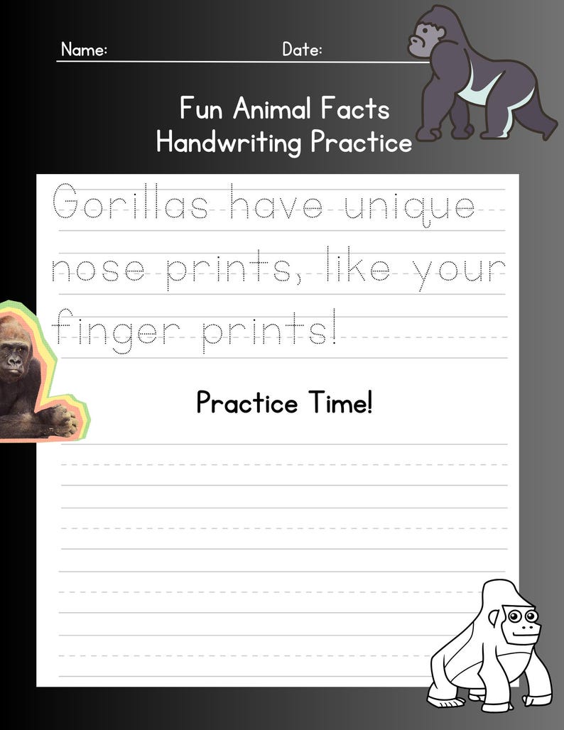 Printable Handwriting Practice Sheets | Fun Animal Facts | Kids ...
