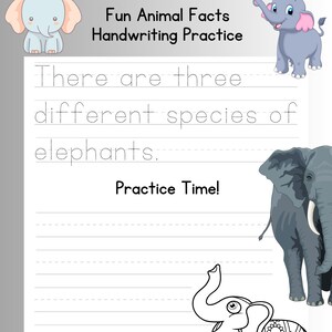 Printable Handwriting Practice Sheets | Fun Animal Facts | Kids ...