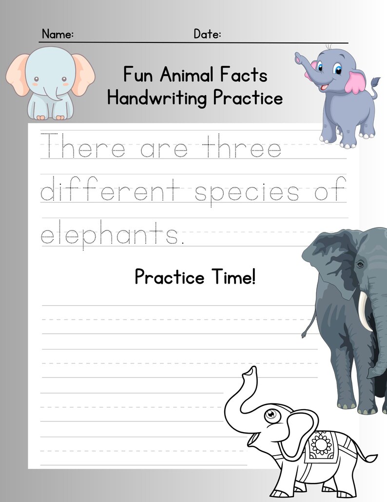 Printable Handwriting Practice Sheets | Fun Animal Facts | Kids ...