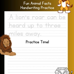 Printable Handwriting Practice Sheets | Fun Animal Facts | Kids ...