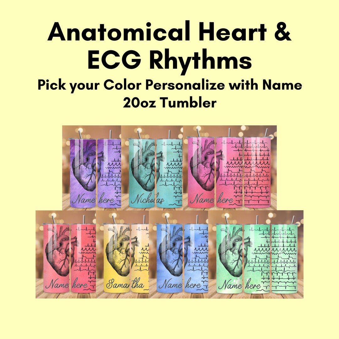 Anatomical Heart and ECG Rhythms 20oz Tumbler With Custom Color ...