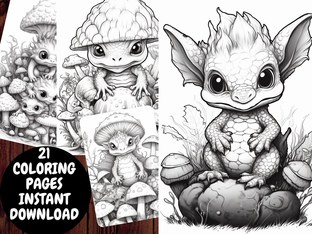 21 Woodland Baby Dragon Coloring Pages for Adults and Kids - Etsy Australia