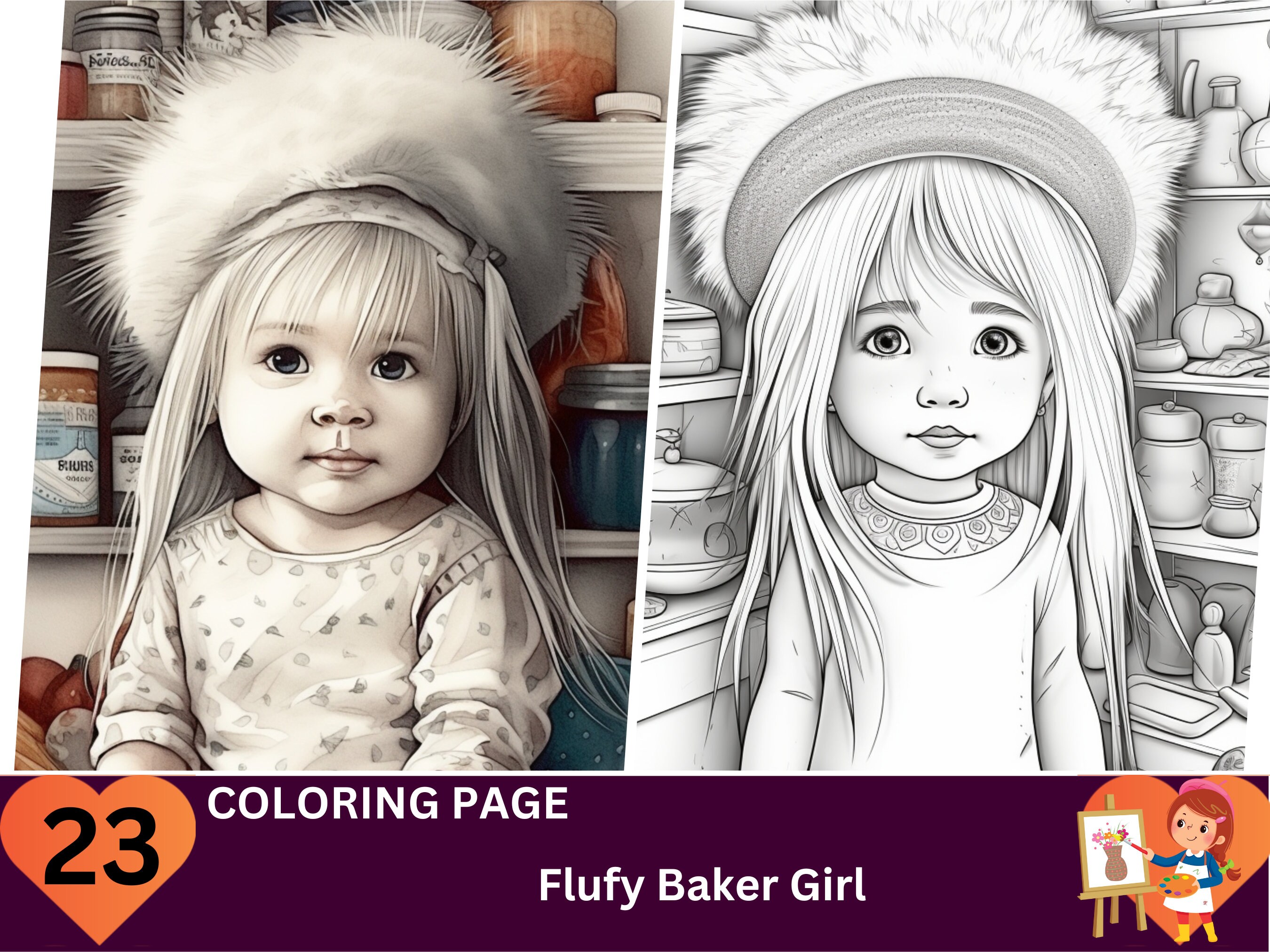 23 Cute Baker Girls Coloring Pages Adults Kids Instant - Etsy