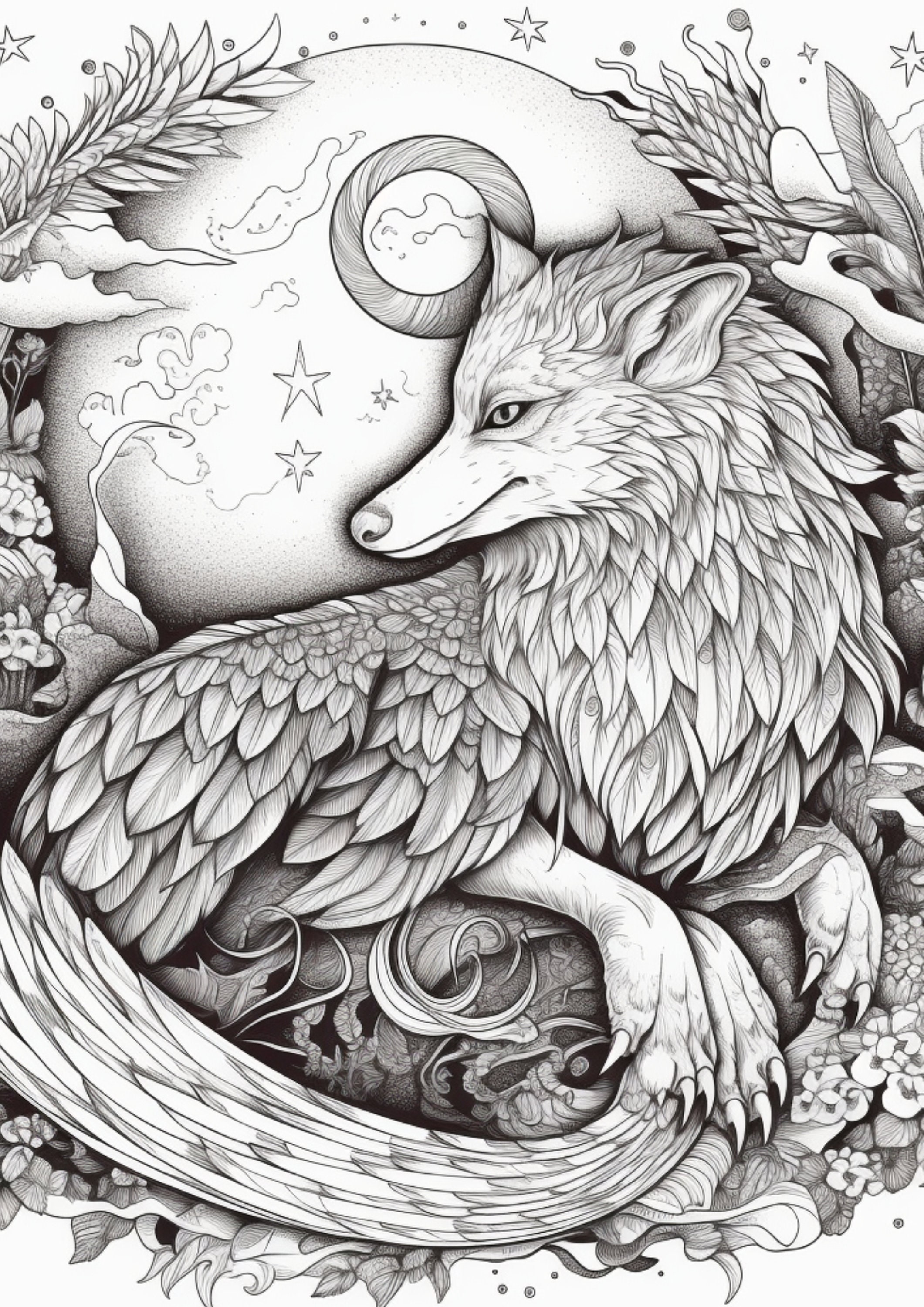 22 Mystical Fantasy Coloring Pages for Adults and Kids, Instant ...