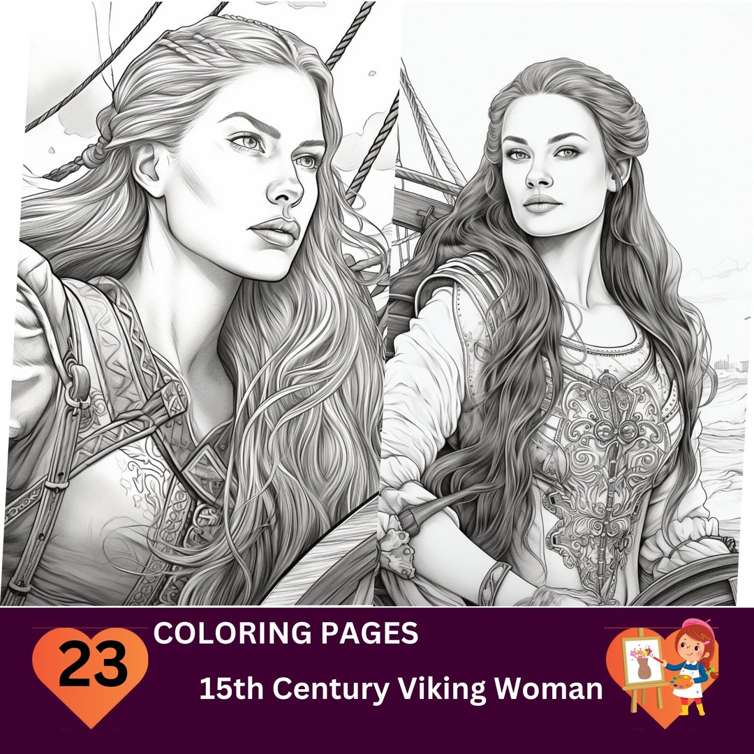 23 Viking Woman Coloring Pages, Adults + Kids- Instant Download ...