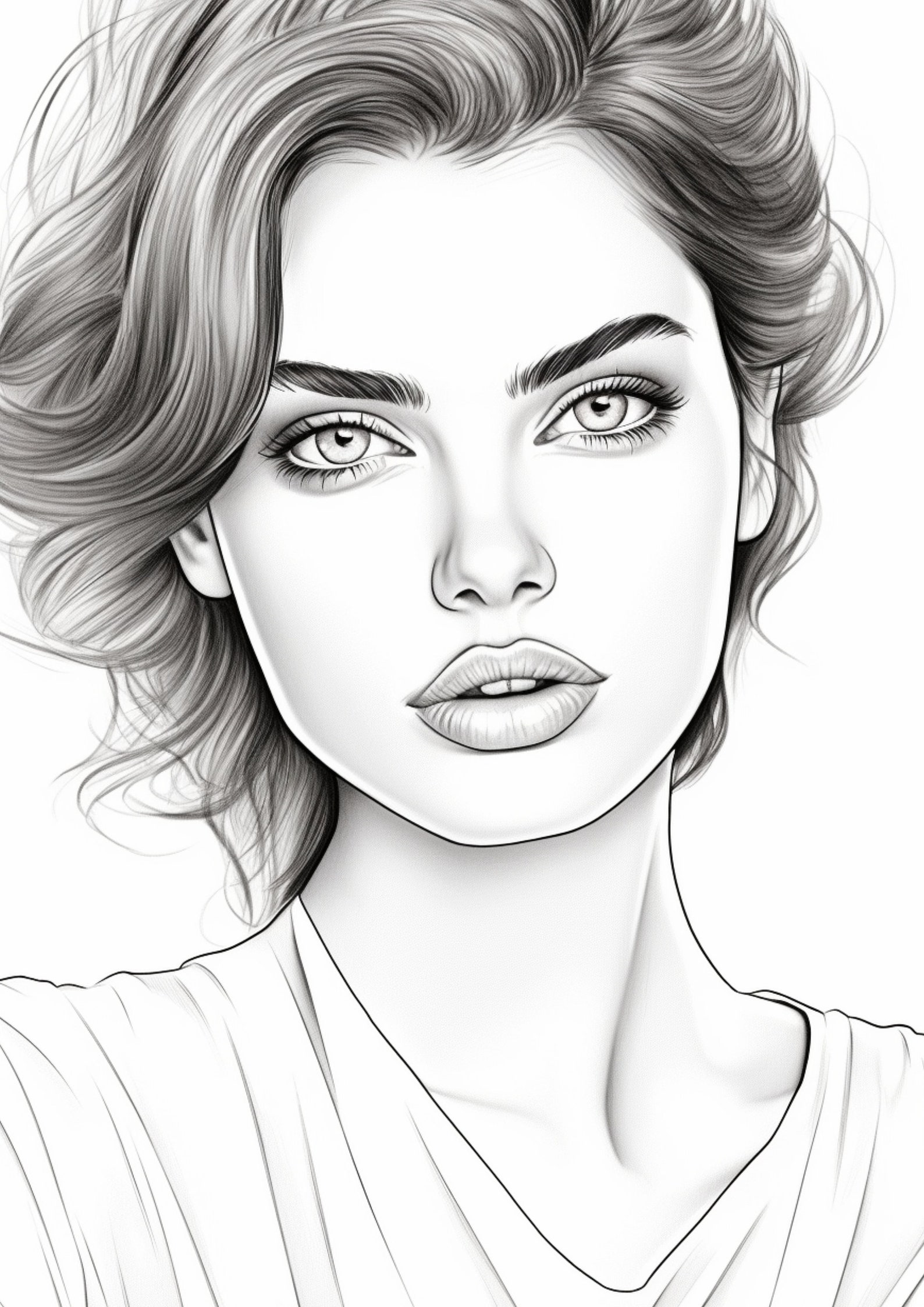 34 Realistic Woman Coloring Pages, Adults + Kids- Instant Download ...