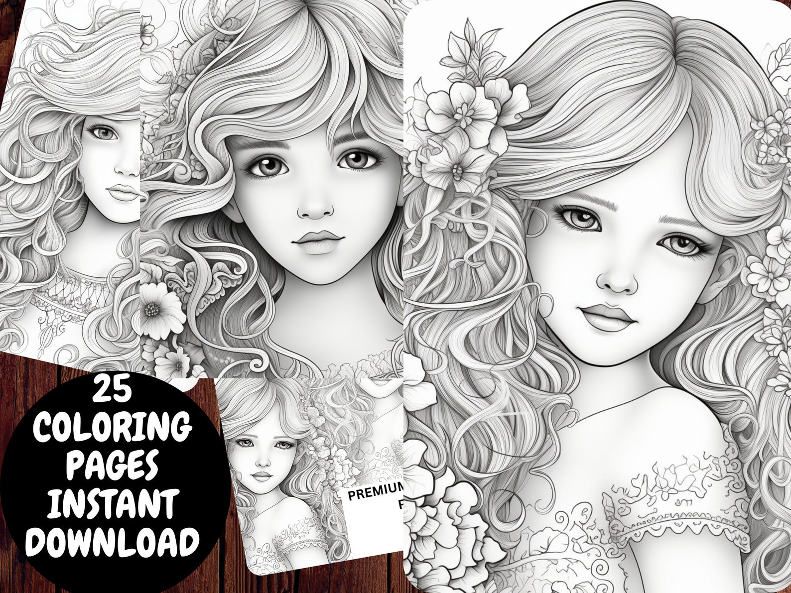 25 Gorgeous Flower Girl Coloring Pages, Adults + Kids- Instant Download ...