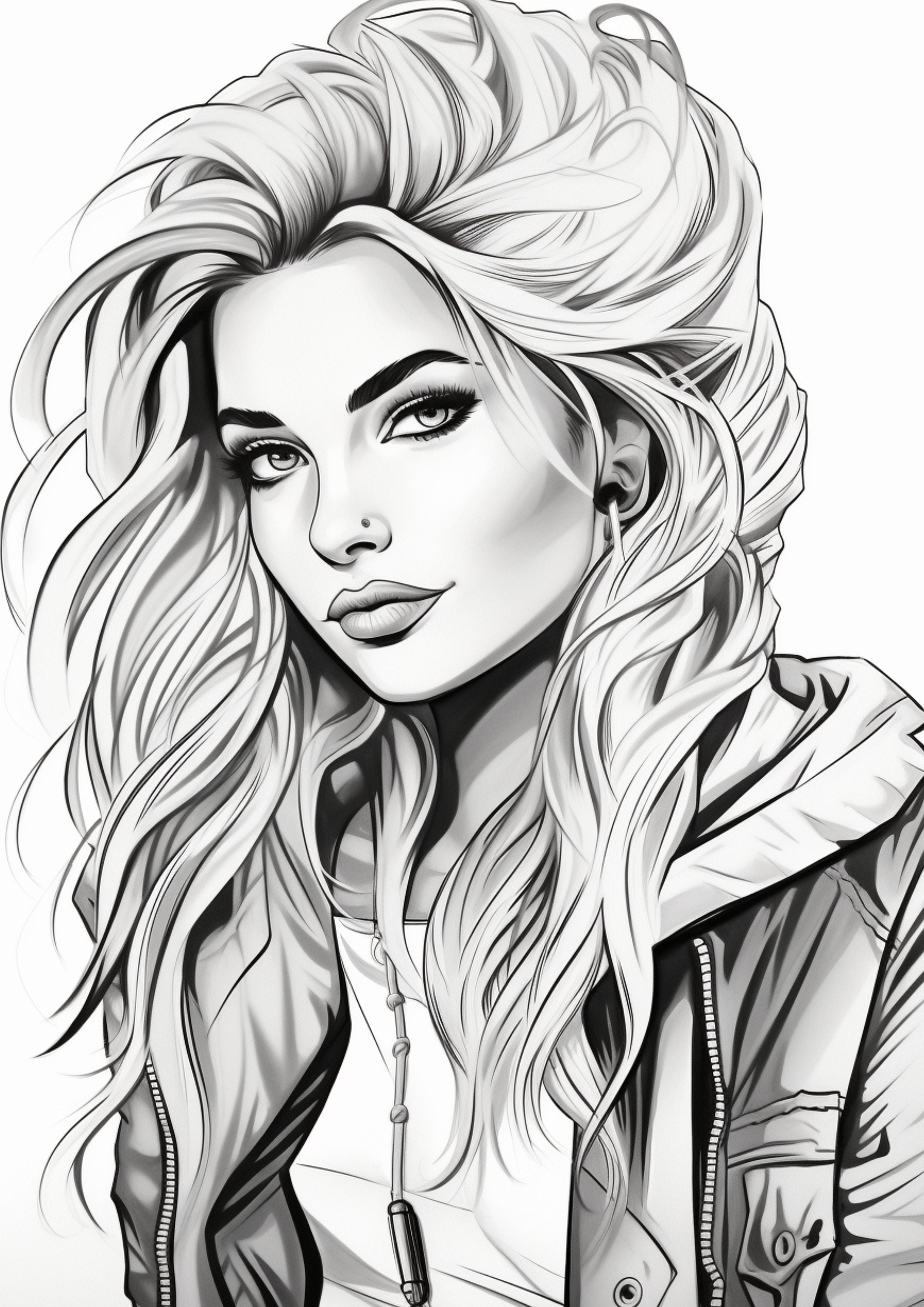 28 Beautiful Woman Coloring Pages, Adults Kids Instant Download ...