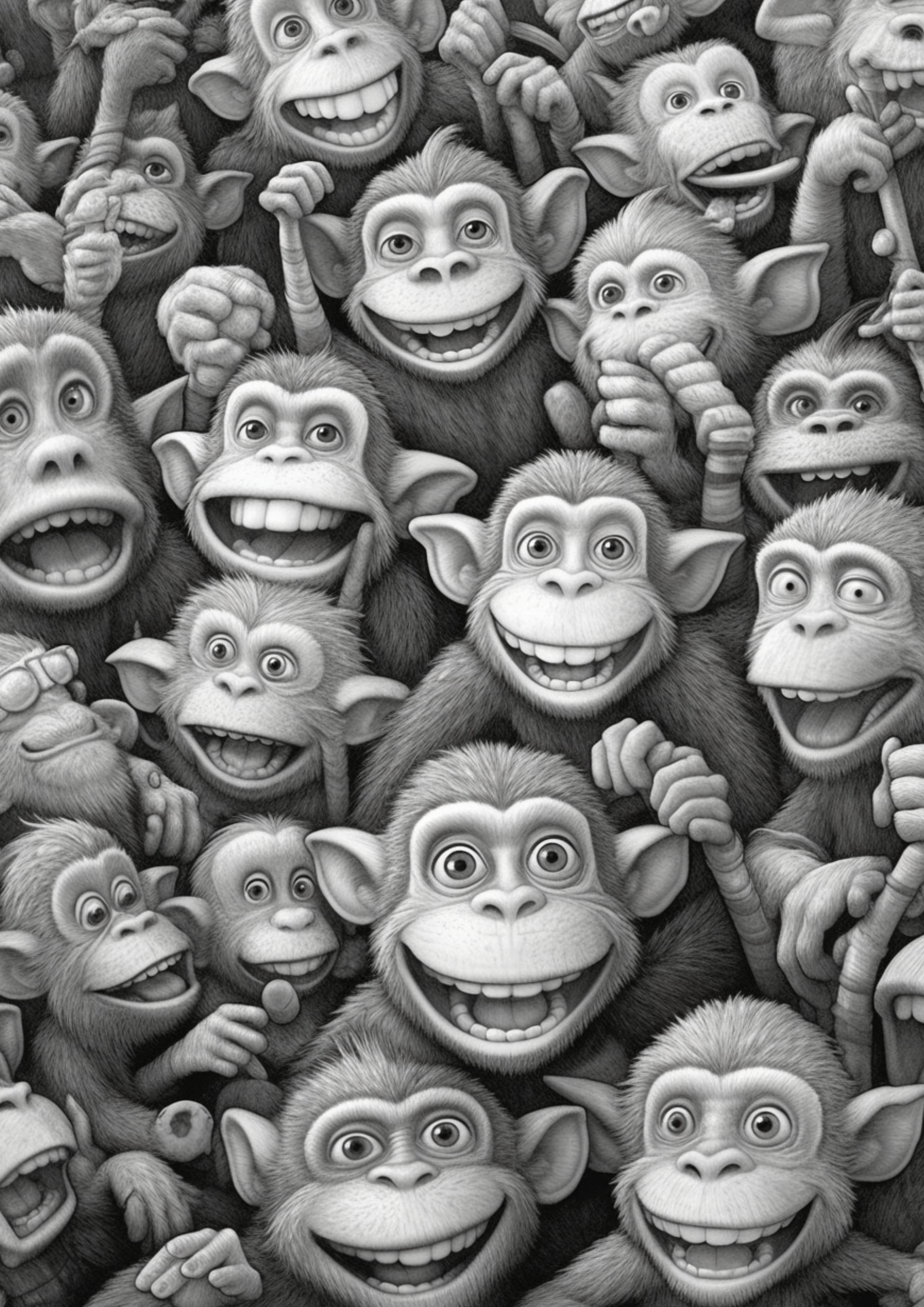 31 Baby Monkeys Coloring Pages, Adults + Kids- Instant Download ...