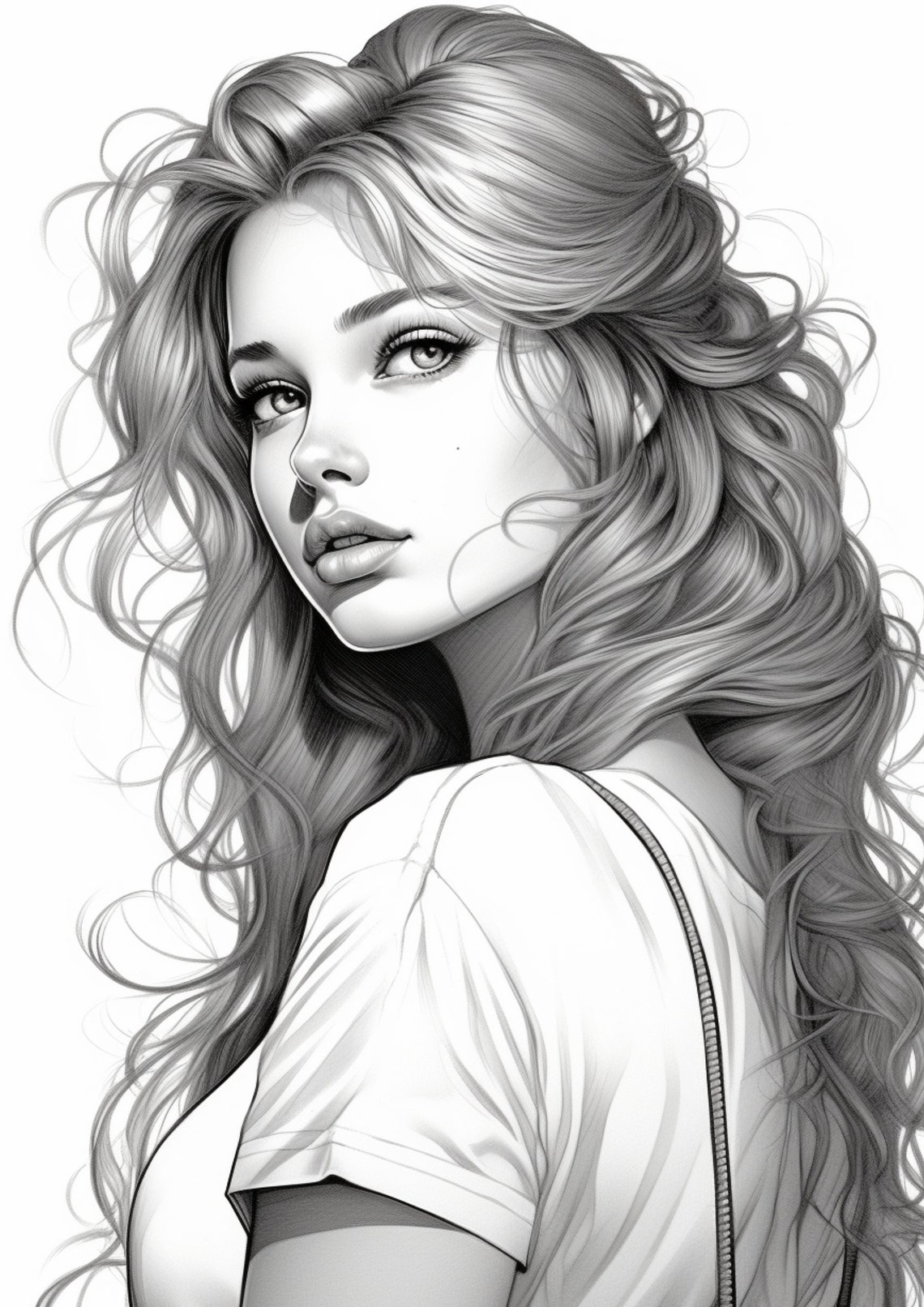 34 Realistic Woman Coloring Pages, Adults + Kids- Instant Download ...