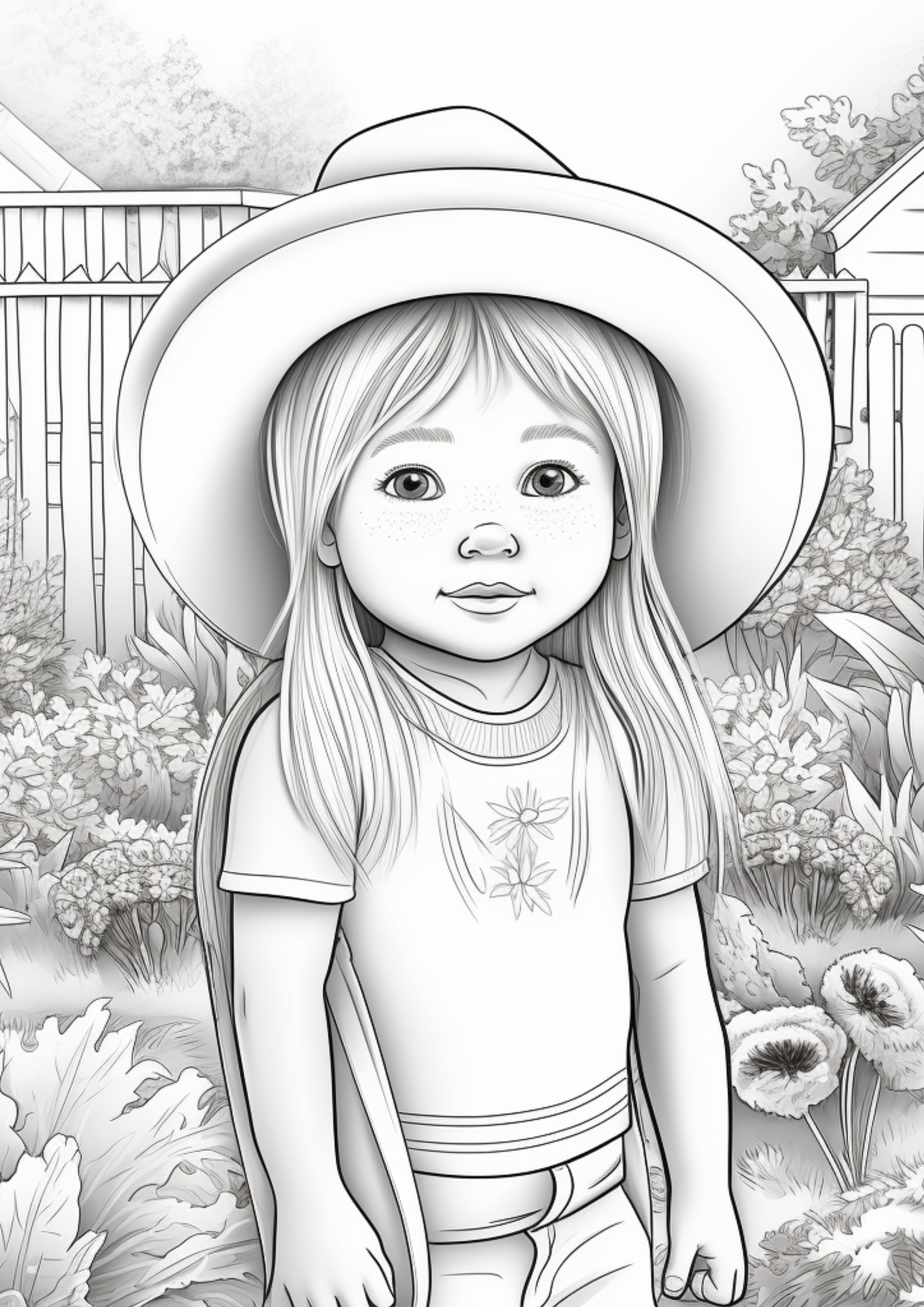 18 Little Gardener Girls Coloring Pages for Adults and Kids, Instant ...
