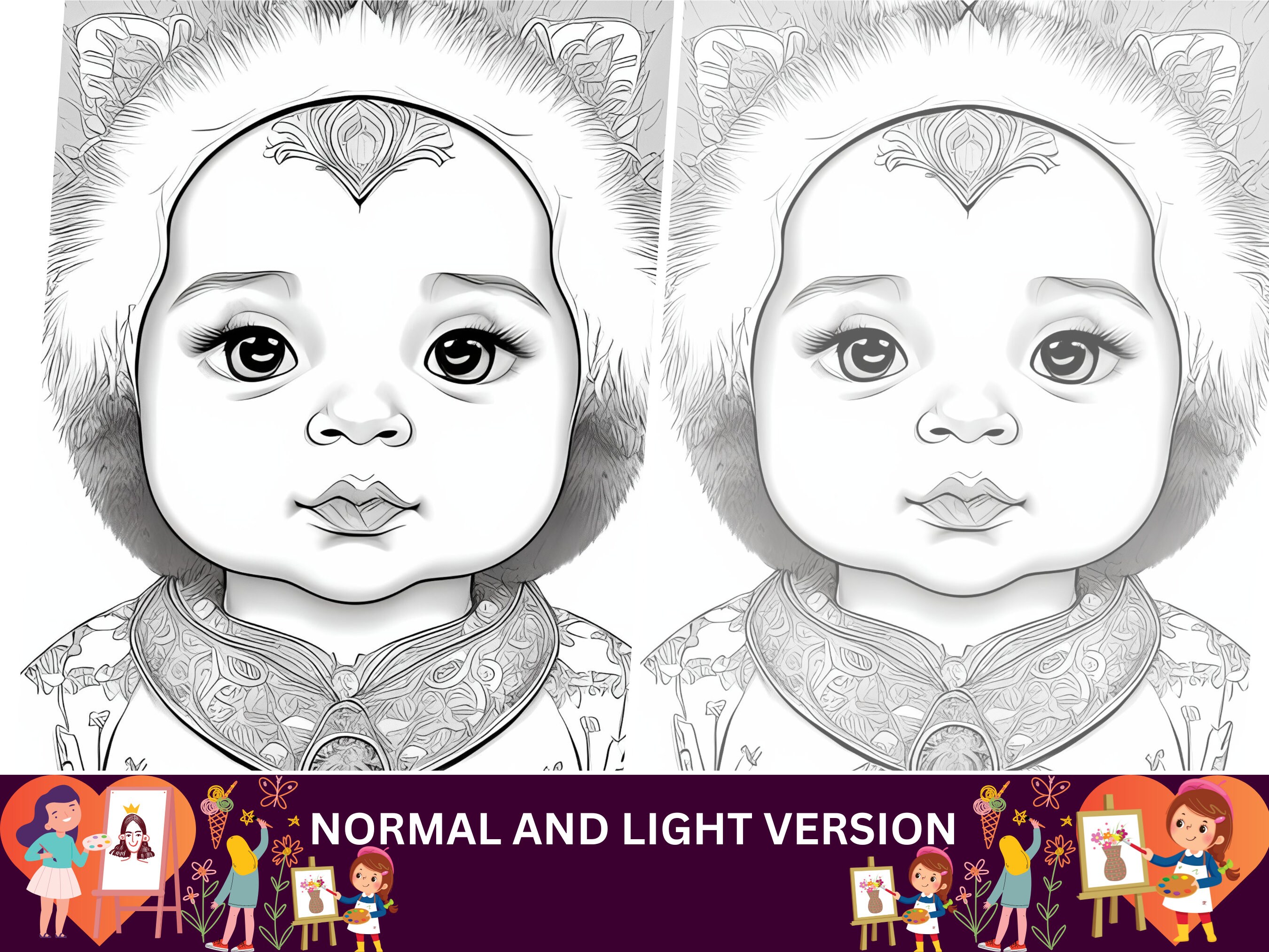 24 Fluffy Fur Girls Coloring Pages Adults Kids Instant - Etsy