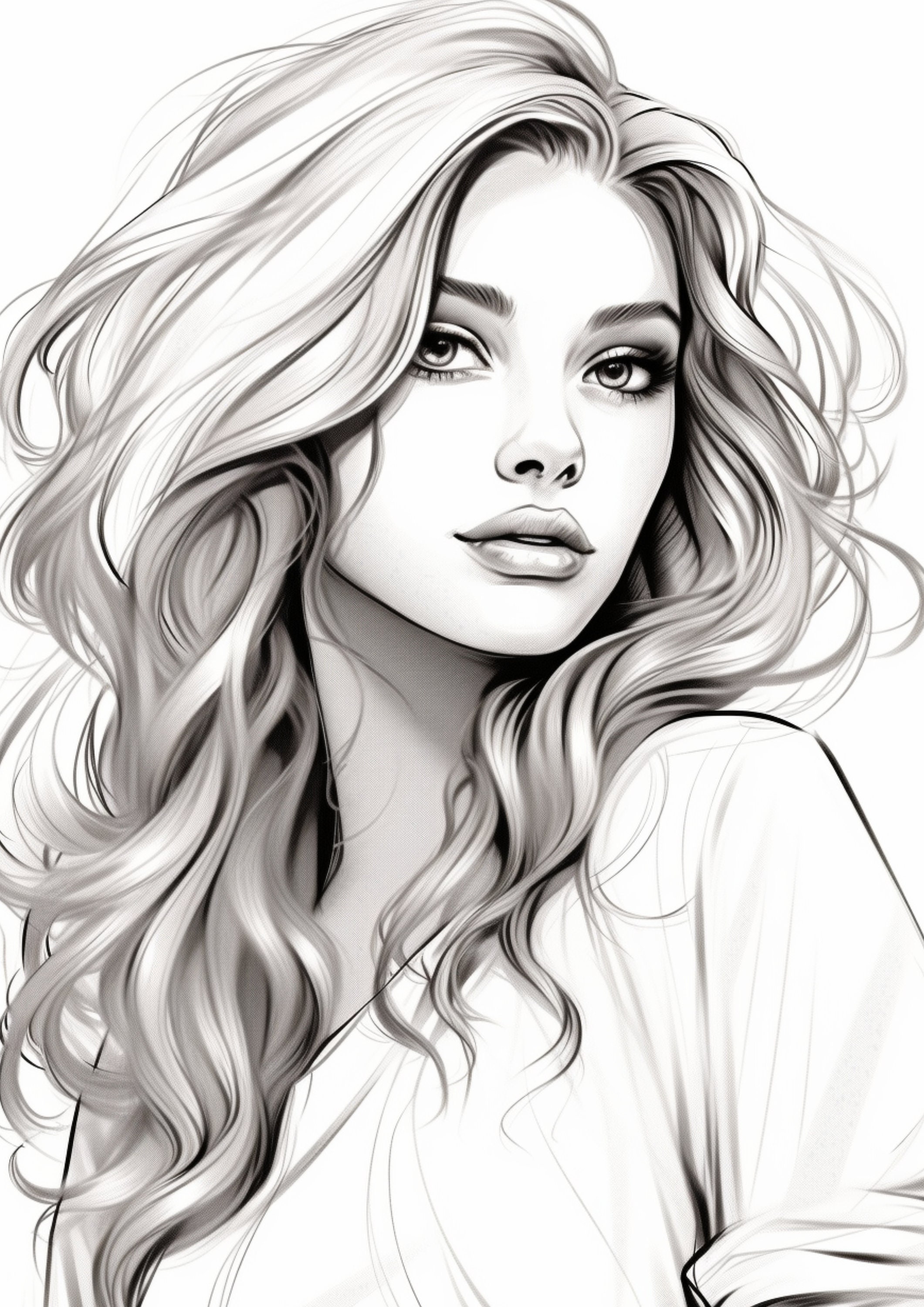 28 Beautiful Woman Coloring Pages, Adults Kids Instant Download ...