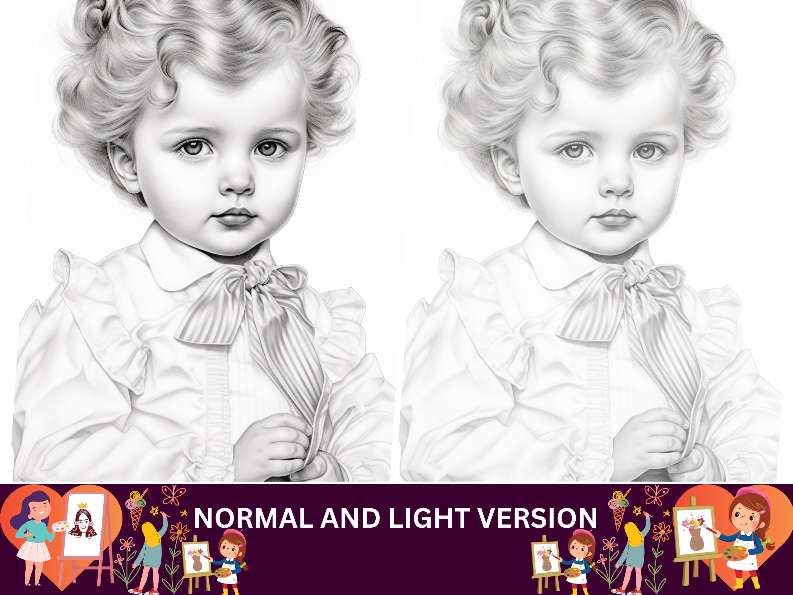 26 Realistic Toddlers Coloring Pages, Adults + Kids- Instant Download ...