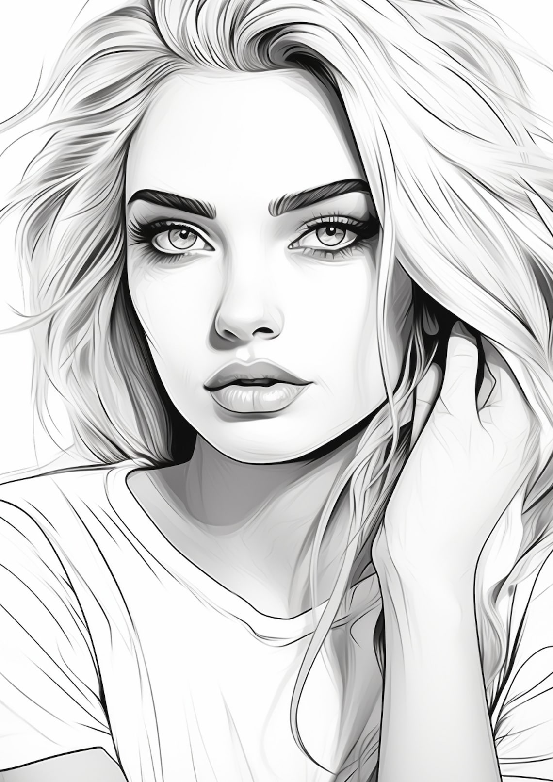 28 Beautiful Woman Coloring Pages, Adults Kids Instant Download ...