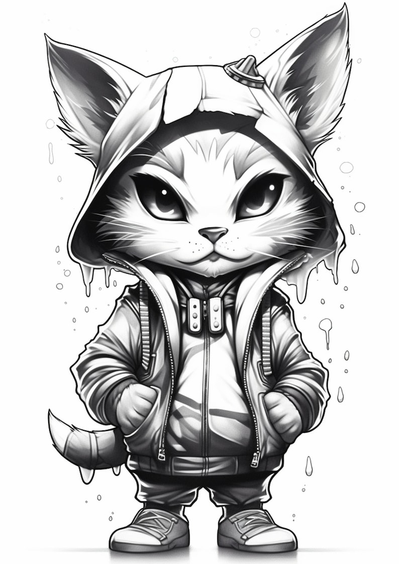 28 Graffiti Kittens Coloring Pages, Adults Kids Instant Download ...
