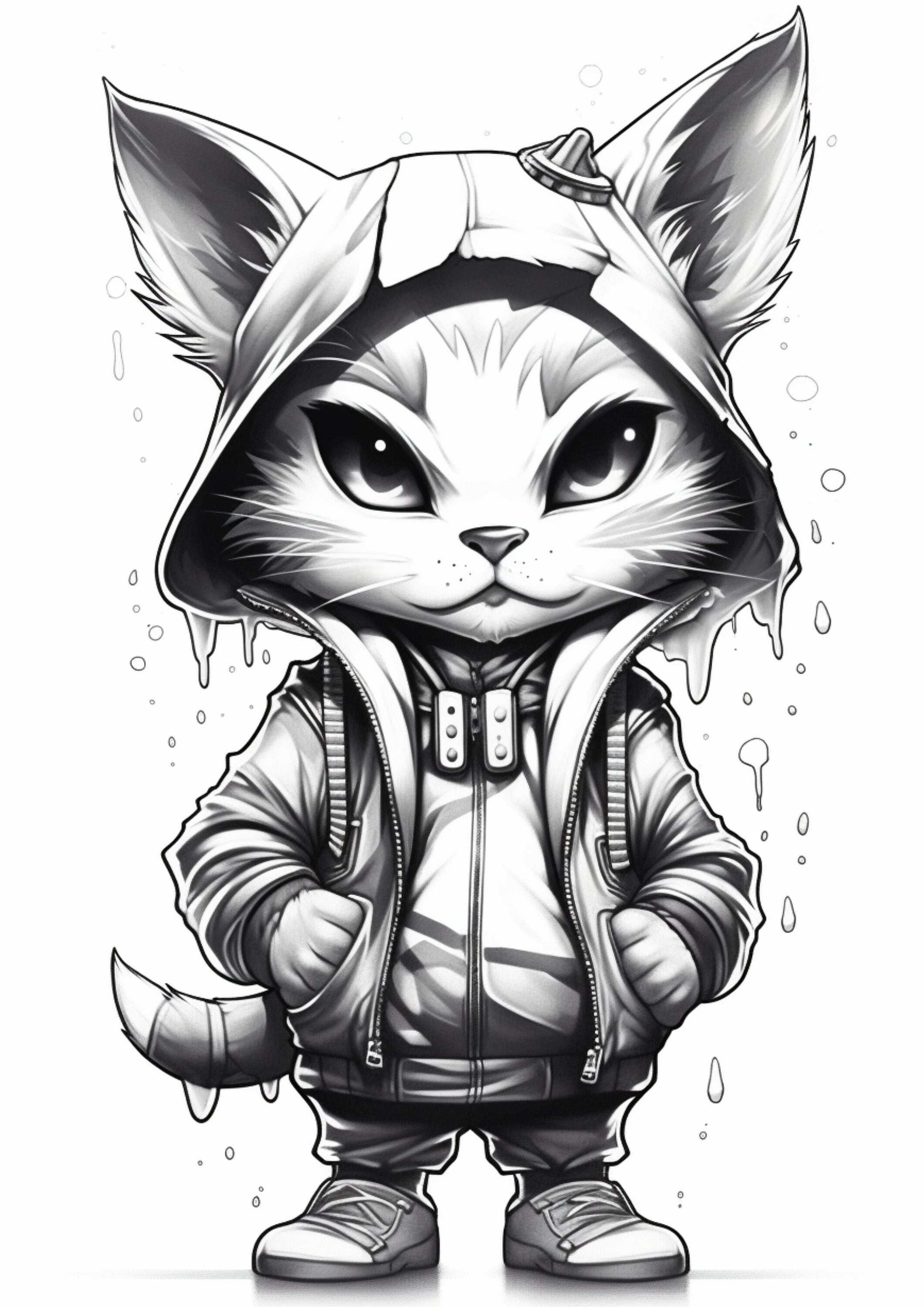 28 Graffiti Kittens Coloring Pages, Adults Kids Instant Download ...