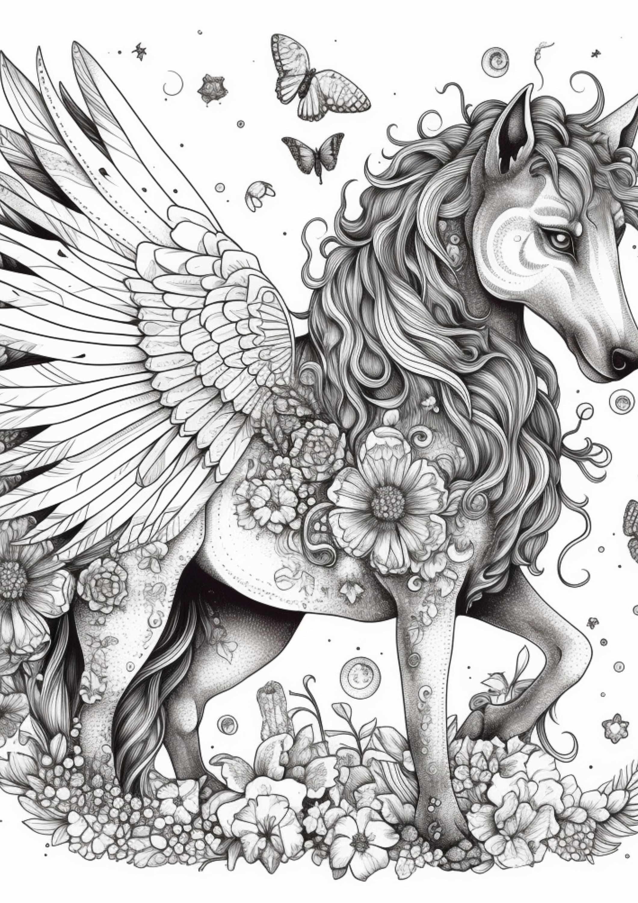 22 Mystical Fantasy Coloring Pages for Adults and Kids, Instant ...