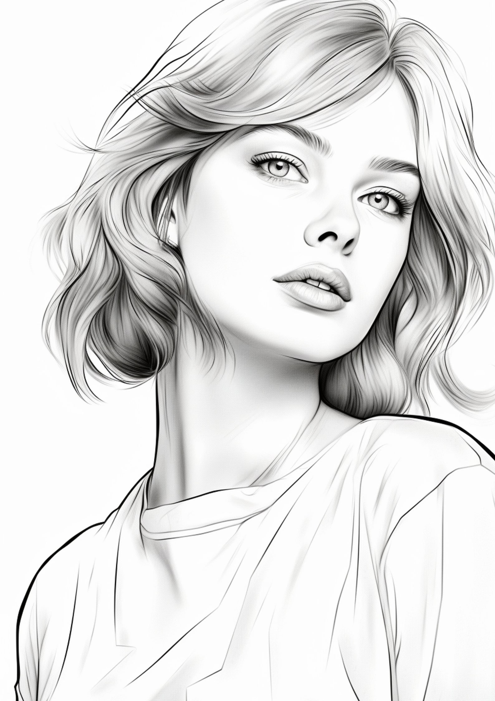 34 Realistic Woman Coloring Pages, Adults + Kids- Instant Download ...