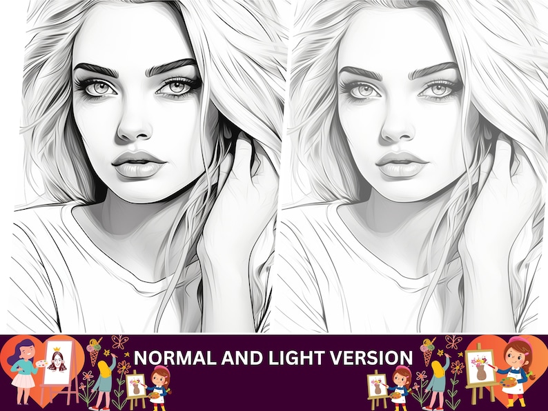 28 Beautiful Woman Coloring Pages, Adults Kids Instant Download ...