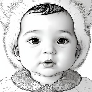 17 Realistic Baby Portrait Coloring Pages, Adults + Kids- Instant ...