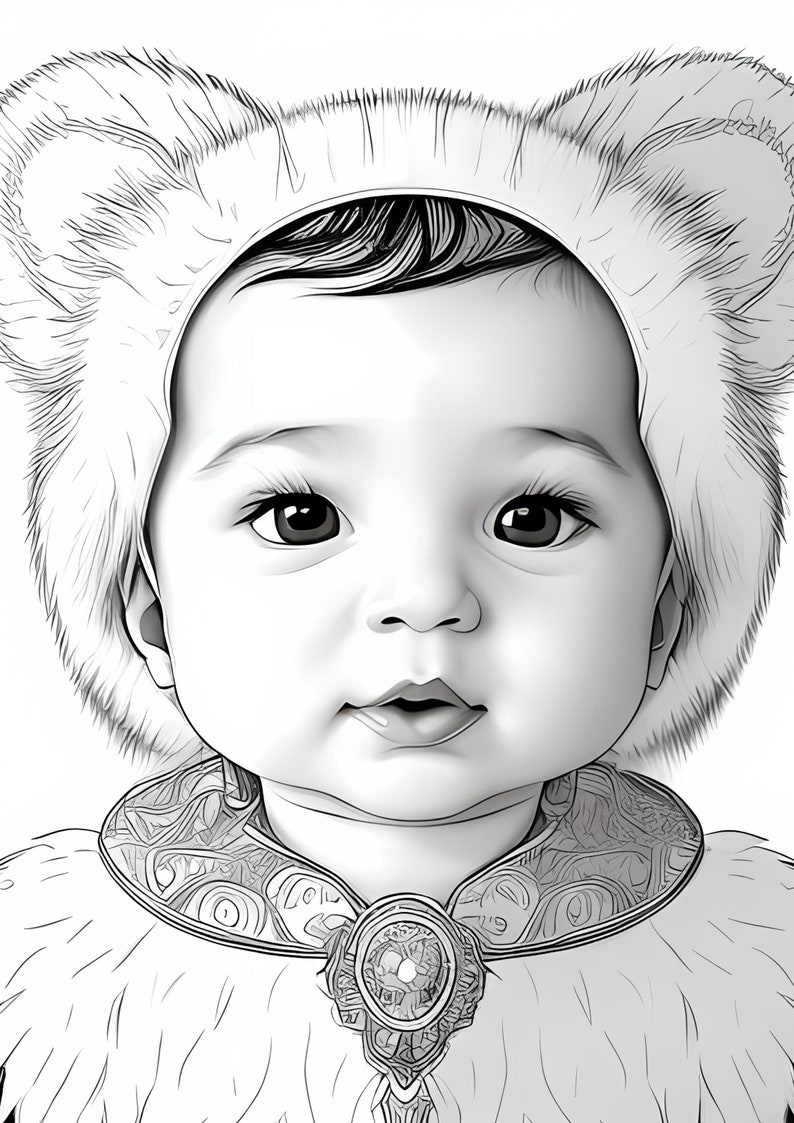 17 Realistic Baby Portrait Coloring Pages, Adults + Kids- Instant ...
