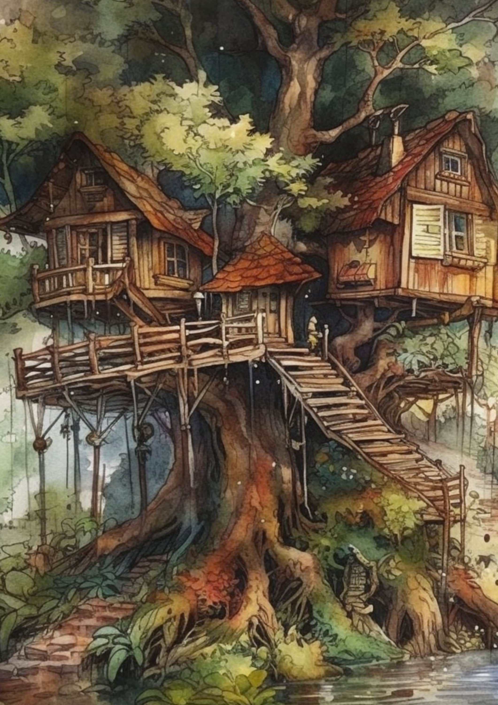 22 Fantasy Tree House Coloring Pages for Adults and Kids - Etsy
