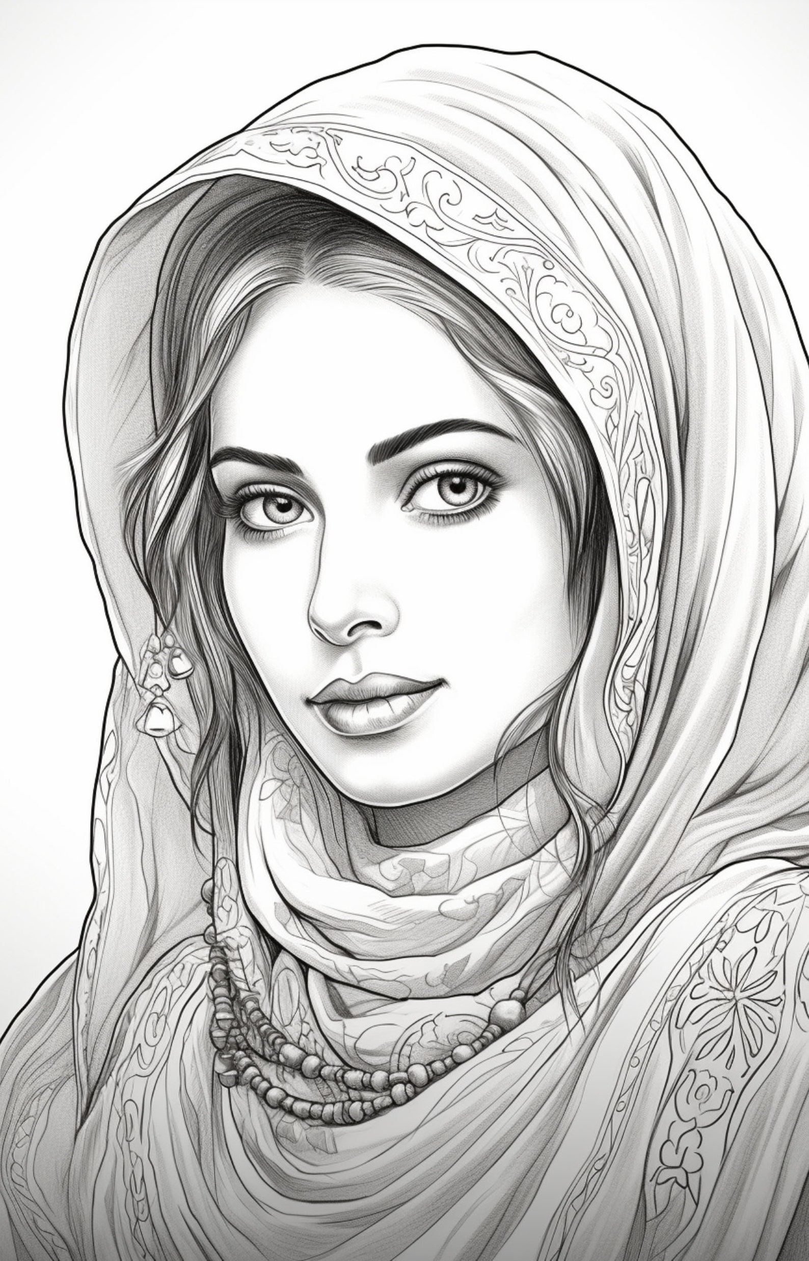 24 Traditional Arabic Woman Coloring Pages, Adults Kids Instant ...