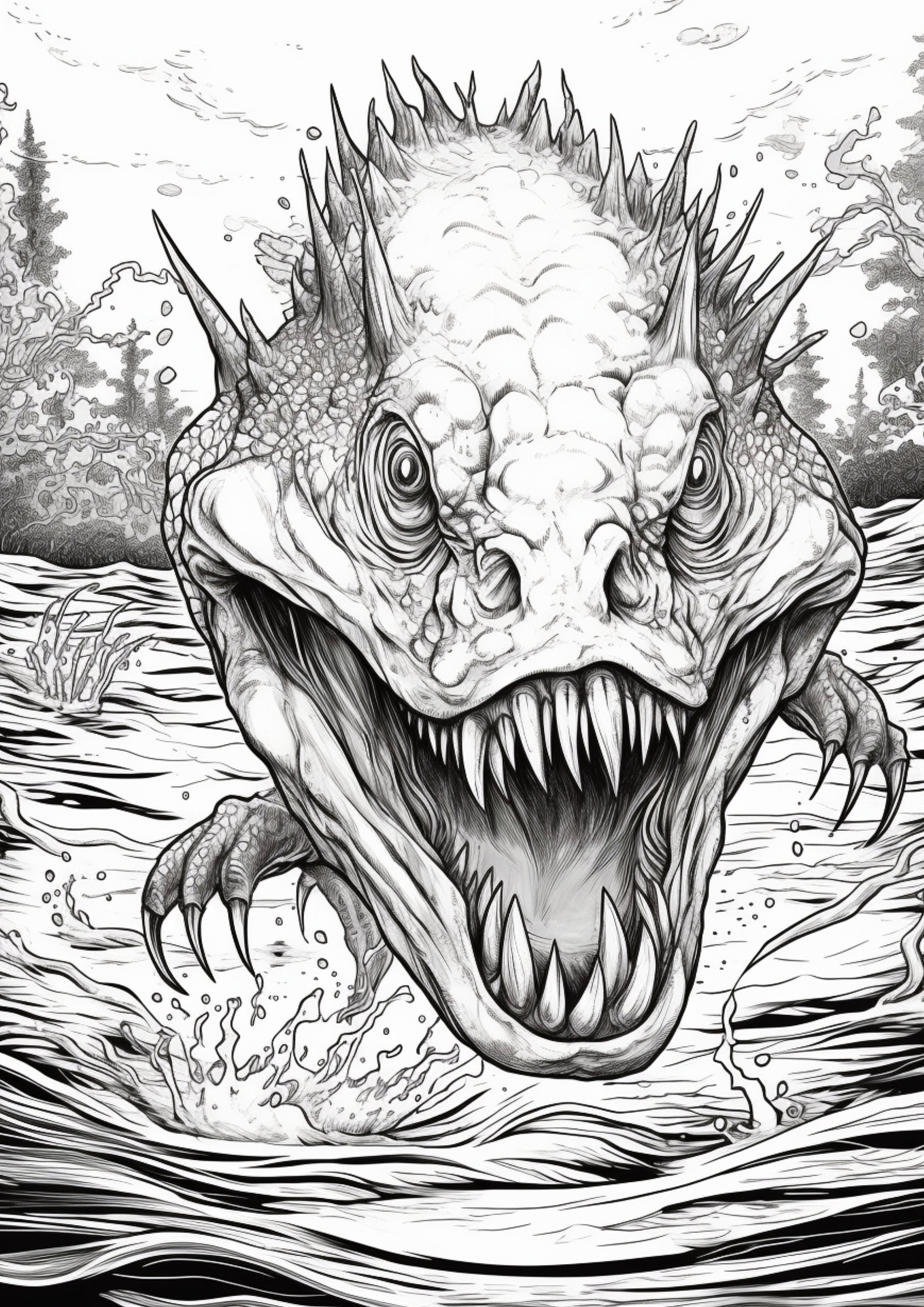 20 Under Sea Monster Coloring Pages, Adults Kids Instant Download ...