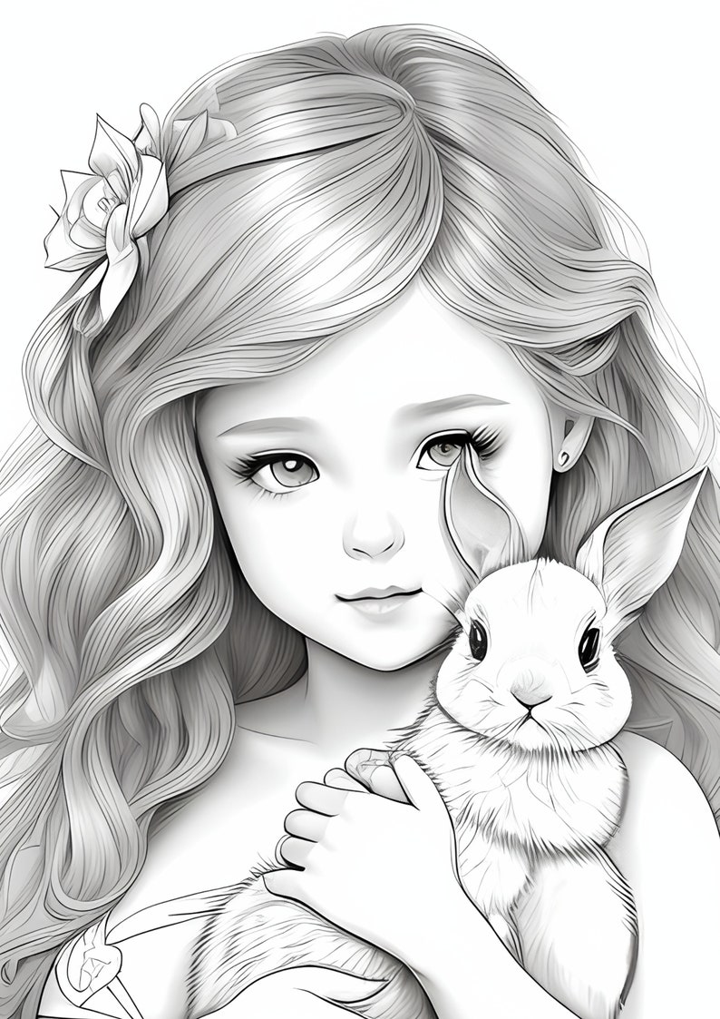 12 Beautiful Princess Coloring Pages, Adults + Kids- Instant Download ...