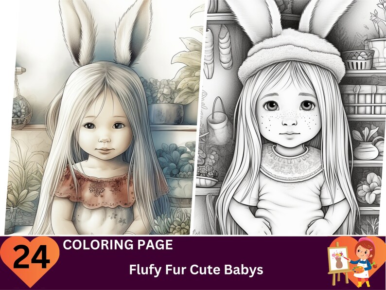 24 Fluffy Fur Girls Coloring Pages Adults Kids Instant - Etsy