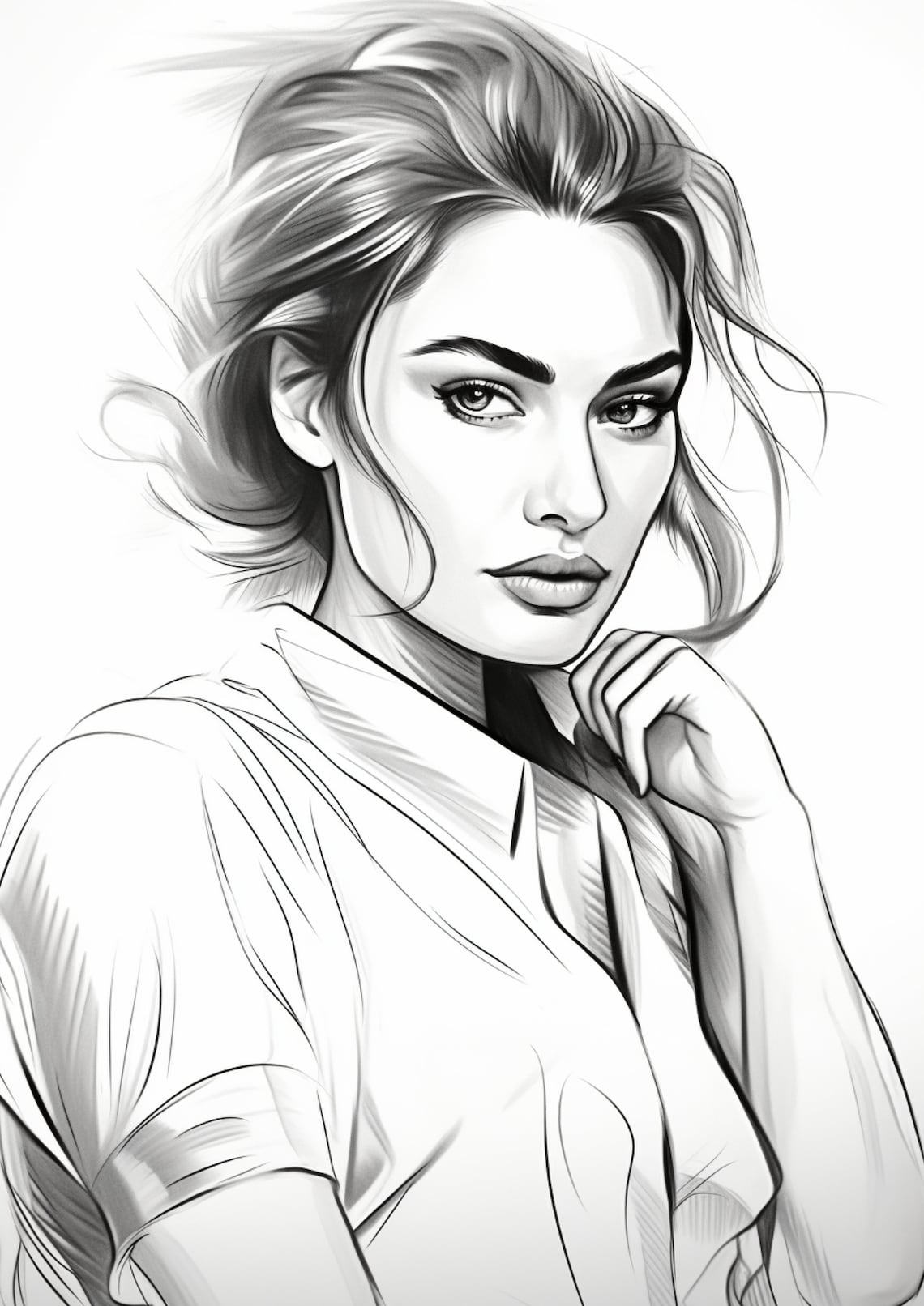 34 Realistic Woman Coloring Pages, Adults + Kids- Instant Download ...