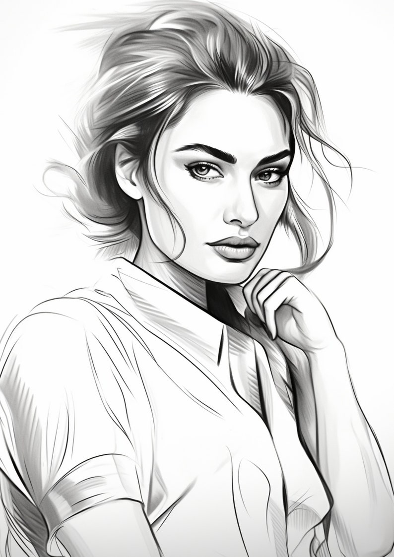 34 Realistic Woman Coloring Pages, Adults + Kids- Instant Download ...