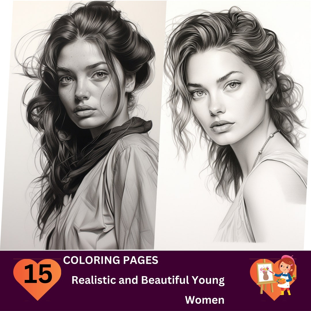 15 Realistic and Beautiful Coloring Pages, Adults Kids Instant Download ...