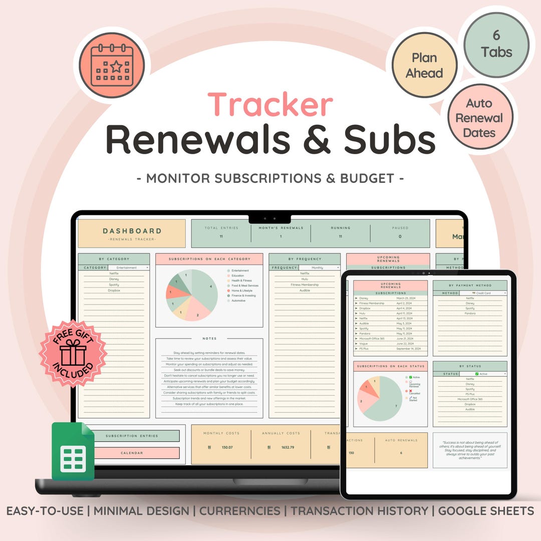 Streamline Your Subscriptions Effortless Tracking & Financial Planning Template Automated ...