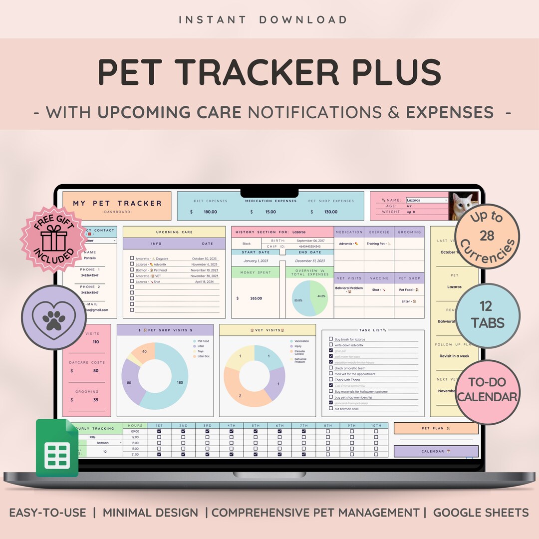 Premium Pet Care Tracker Organize Your Pet's Life Essential for Pet ...