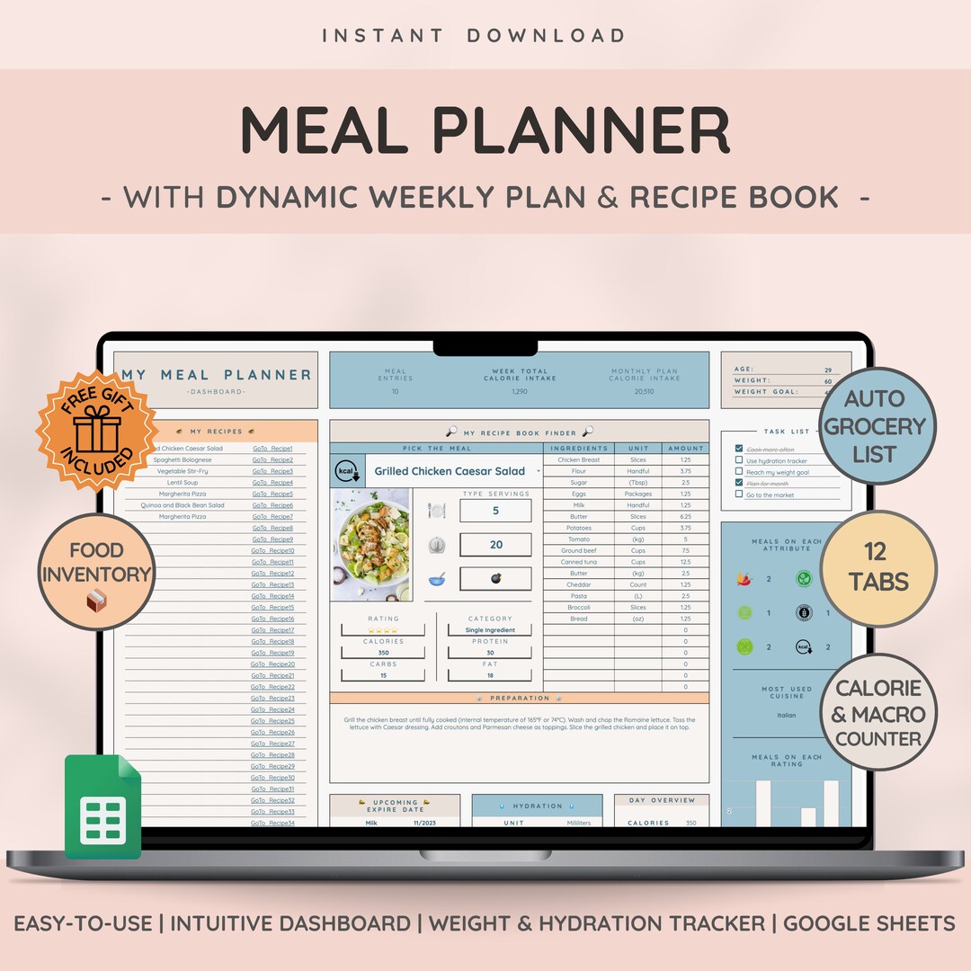 Weekly Meal Planner Transform Your Cooking Water Tracker Weight Loss ...